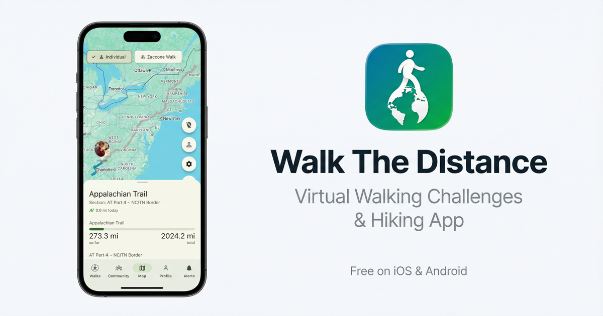 Walk The Distance - Virtual Walking Challenge & Hiking App